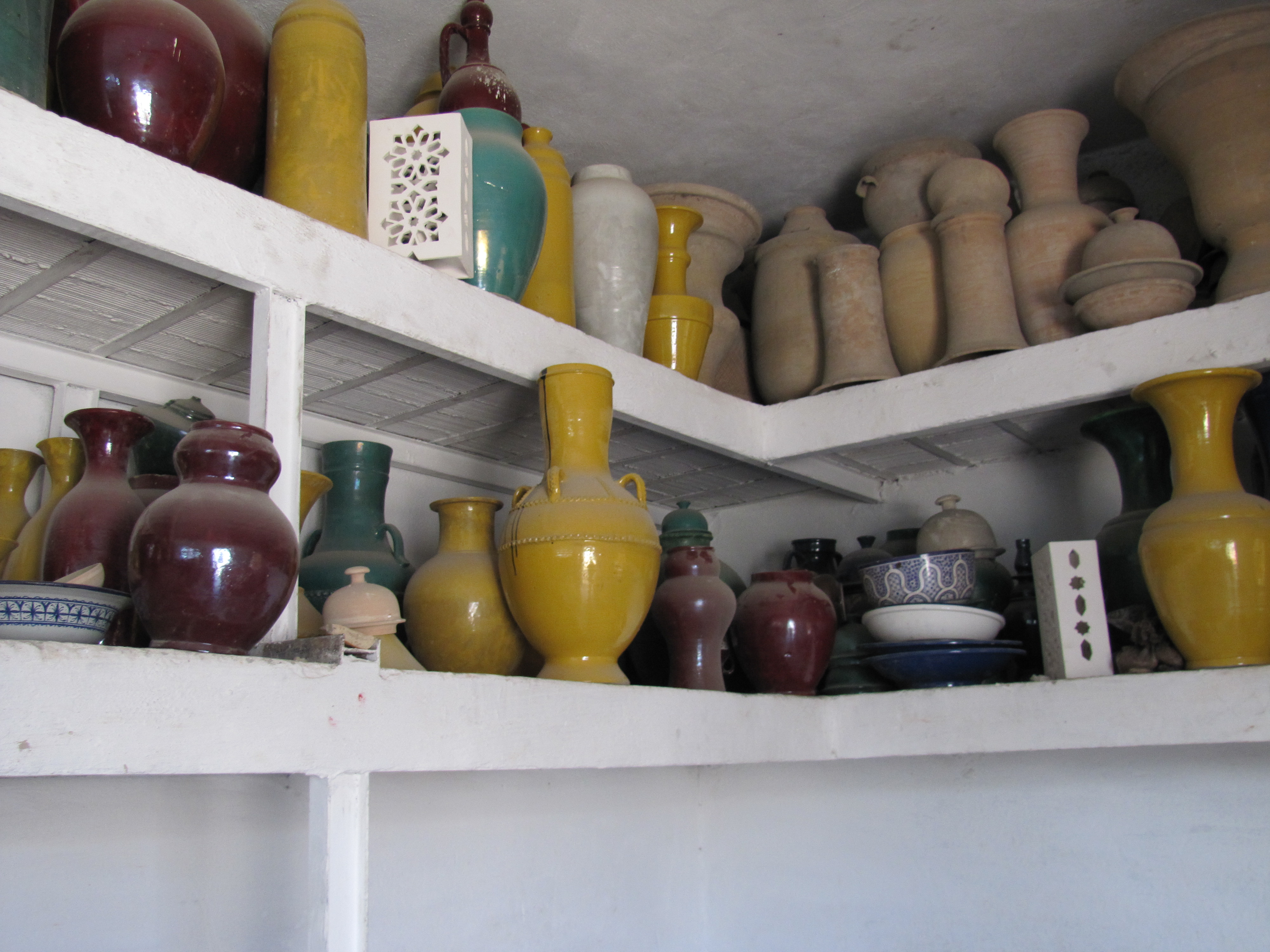 Some finished products in a Fes ceramic pottery factory - Trevor's Travels